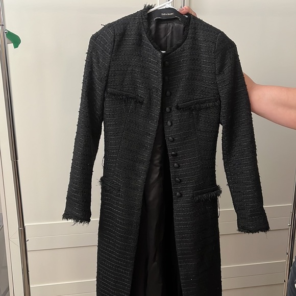 Zara | Jackets & Coats | Zara Basic Black Tweed Peacoat | Poshmark